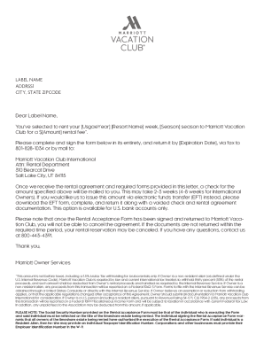 Fillable Online Marriott Vacation Club Rental Agreement - Fill Online ...