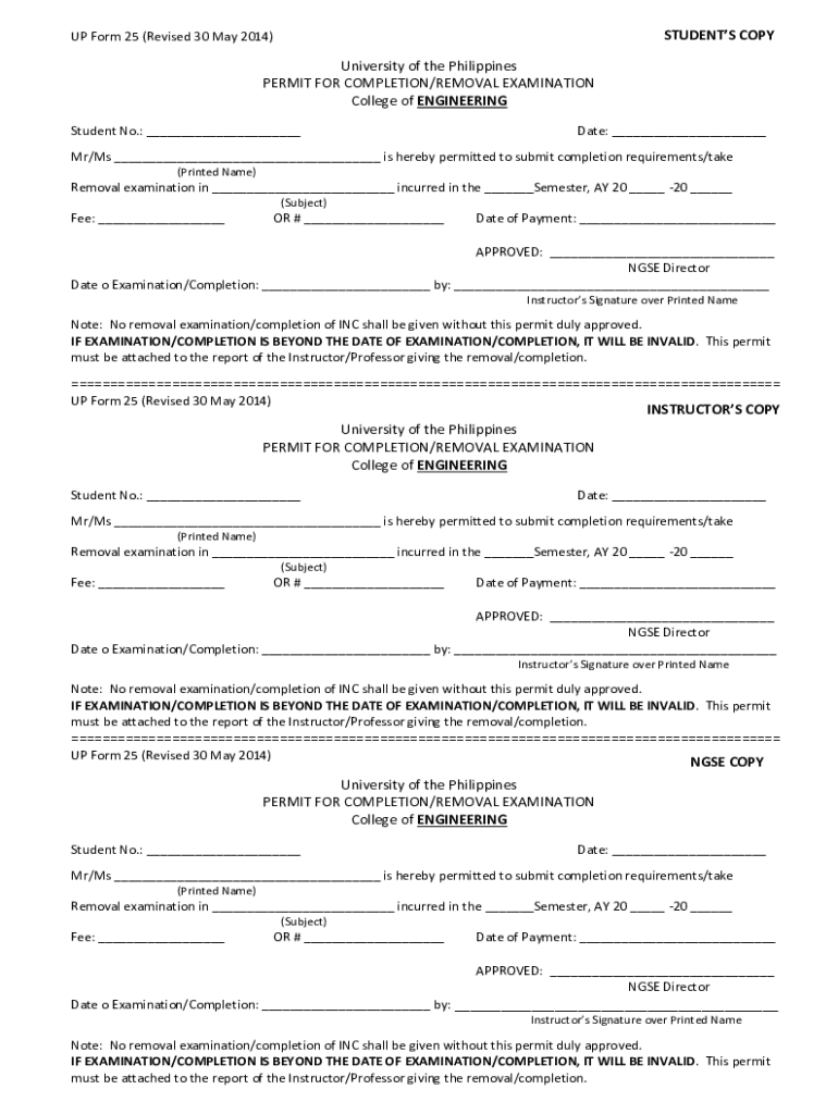 Fillable Online coe upd edu B. REPORT OF GRADE COMPLETION / REMOVAL ...