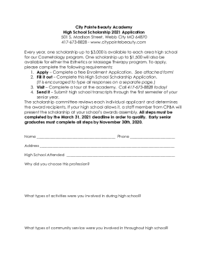 Fillable Online High School Scholarship Application - SharpSchool Fax Email Print - pdfFiller
