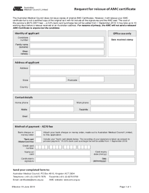 Fillable Online Request for reissue of AMC certificate Fax Email Print ...
