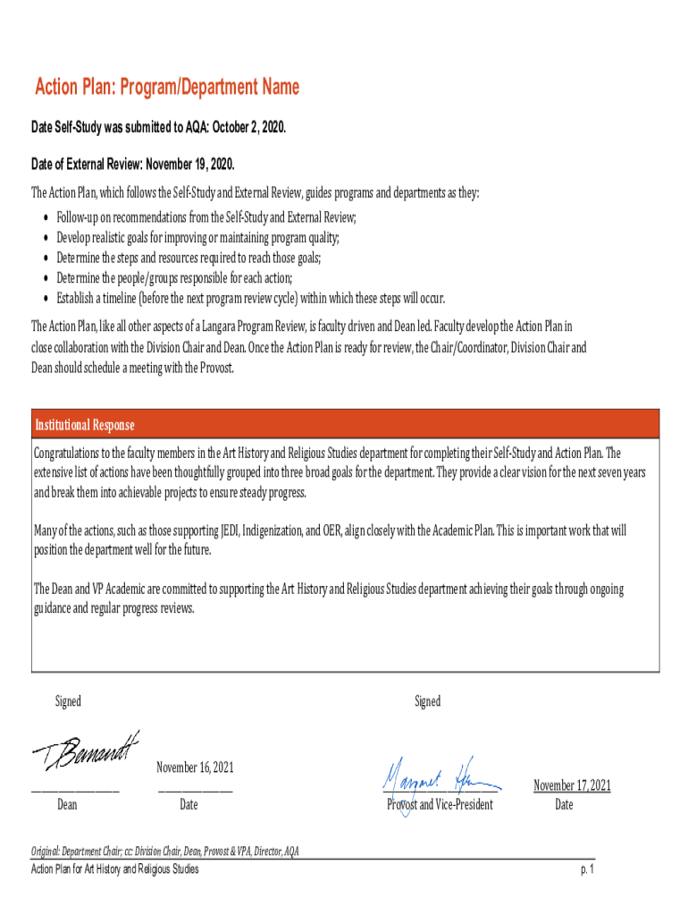 Fillable Online Post Inspection Action Plan 20192020 ( Full Version ...