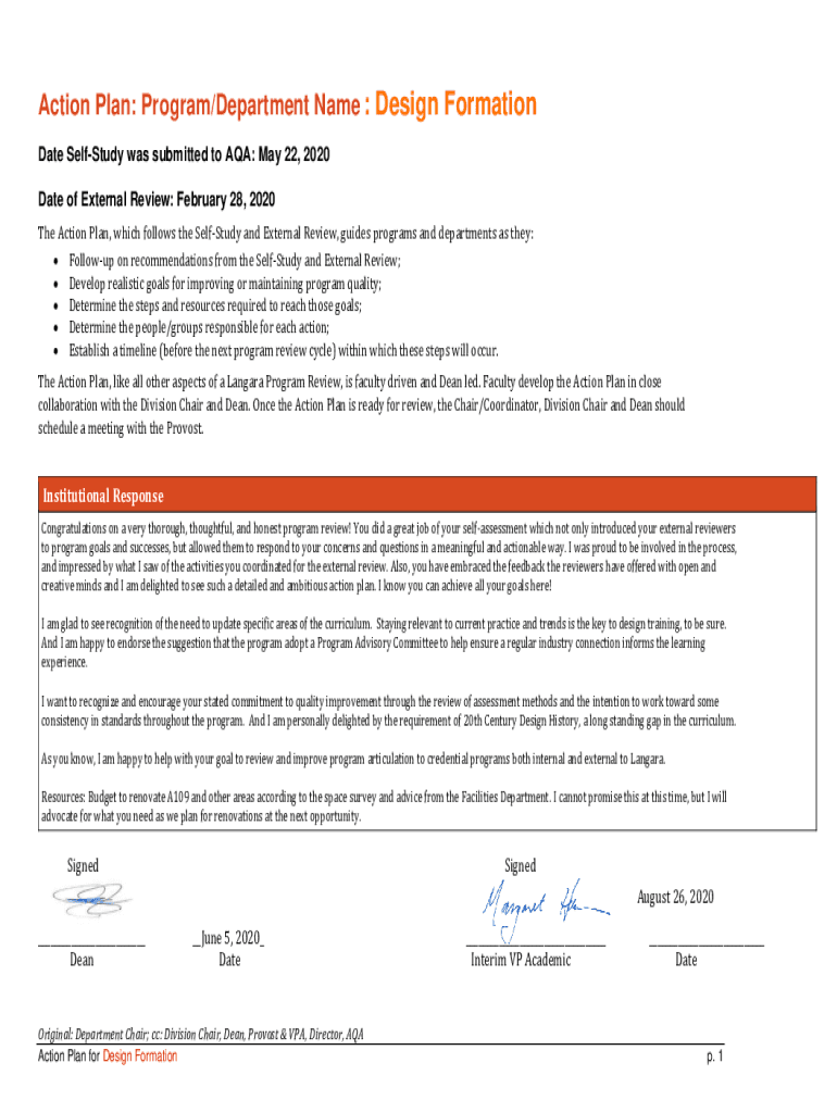 Fillable Online Action Plan: Program/Department Name Fax Email Print - pdfFiller