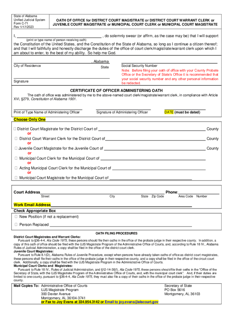 Fillable Online eforms alacourt Form C-71 Fax Email Print - pdfFiller