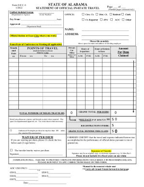 Fillable Online eforms alacourt Form DFC-06 "Statement of Official in ...