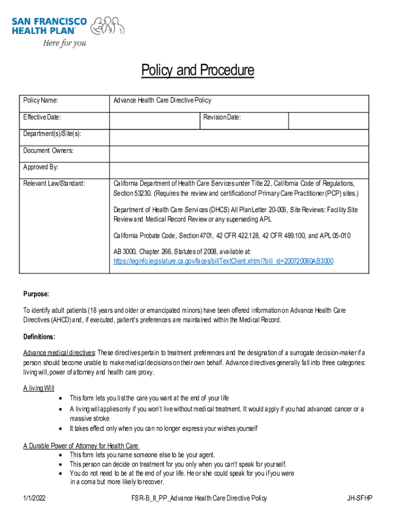 Fillable Online Advance Care Planning: Advance Directives for Health Care Fax Email Print ...