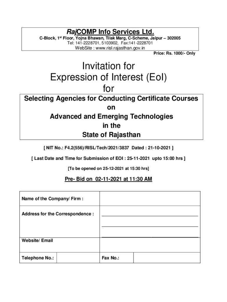 Fillable Online risl rajasthan gov RajCOMP Info Services Ltd. (RISL ...