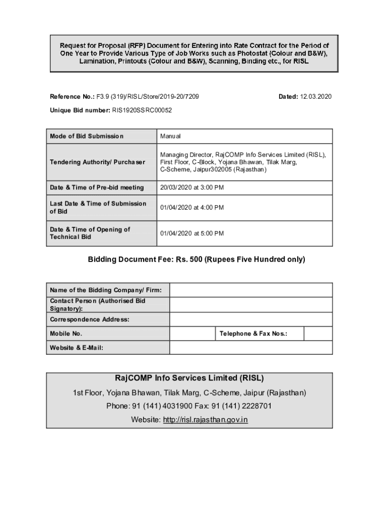 Fillable Online risl rajasthan gov RAJCOMP INFO SERVICES LIMITED Company Profile Fax Email Print ...