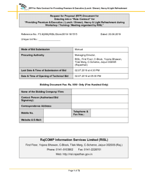 Fillable Online risl rajasthan gov Request for Proposal (RFP) - Rate ...