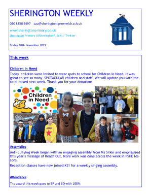 Fillable Online Children in Need - Sherington Primary School Fax Email ...