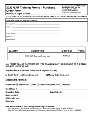 Fillable Online Order Forms for Training - Georgia Association of ...