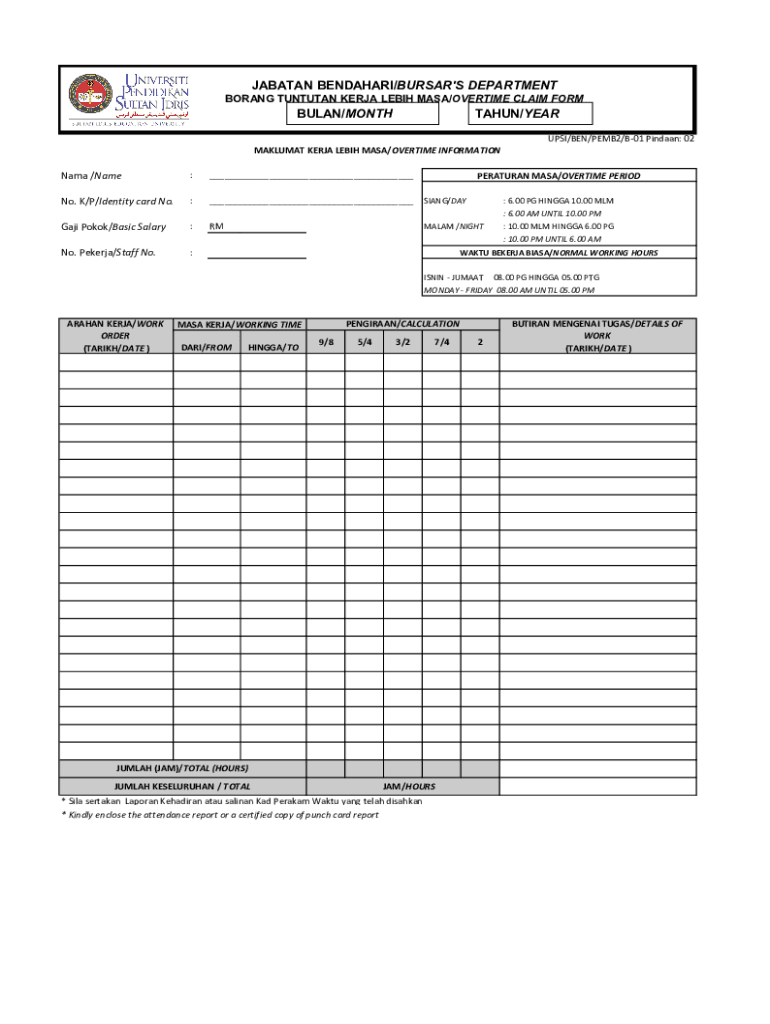 Fillable Online jabatan bendahari/bursar's department Fax Email Print ...