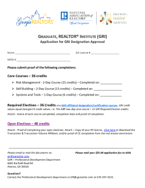 Fillable Online Application for GRI Designation Approval Fax Email ...