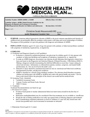 Fillable Online ADHD Fact Sheet - Denver Health Medical Plan Fax Email ...