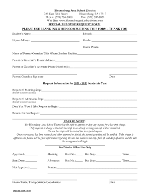 Fillable Online SPECIAL BUS STOP REQUEST FORM - 2019 - 2020.pdf Fax ...