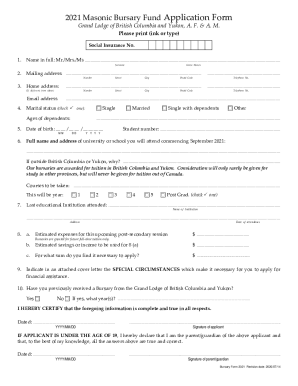 Fillable Online Masonic Bursary Fund Application Form Fax Email Print - pdfFiller