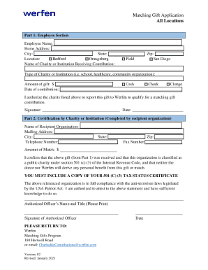Fillable Online EMPLOYEE MATCHING GIFT FORM Fax Email Print - pdfFiller