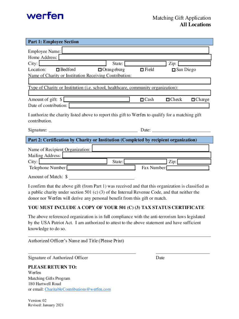 Fillable Online EMPLOYEE MATCHING GIFT FORM Fax Email Print - pdfFiller
