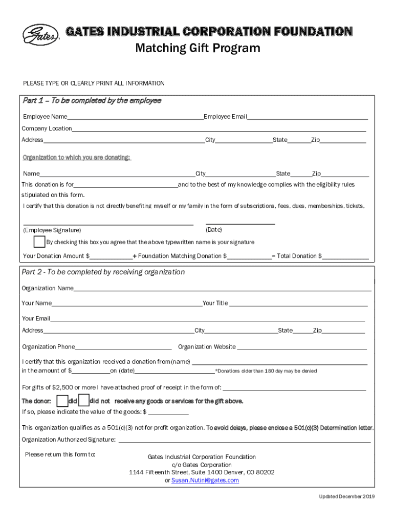 Fillable Online GATES INDUSTRIAL CORPORATION FOUNDATION ... Fax Email ...