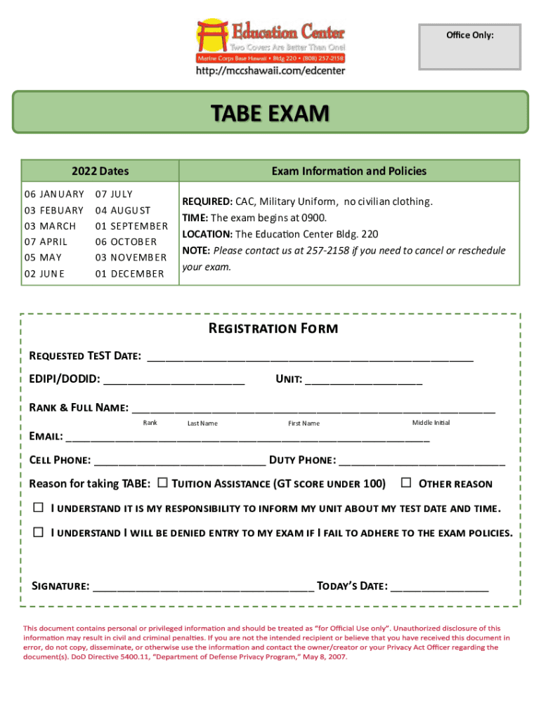 Fillable Online TABE Test Of Adult Basic Education Fax Email Print ...