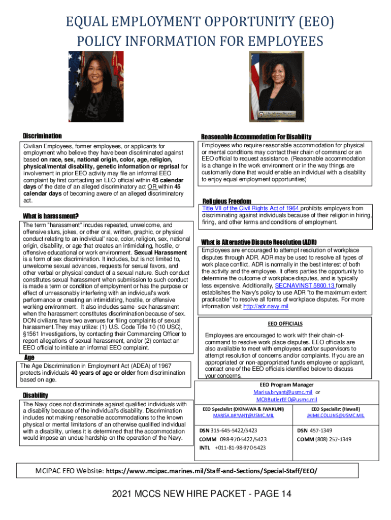 Fillable Online EQUAL EMPLOYMENT OPPORTUNITY (EEO) Fax Email Print ...