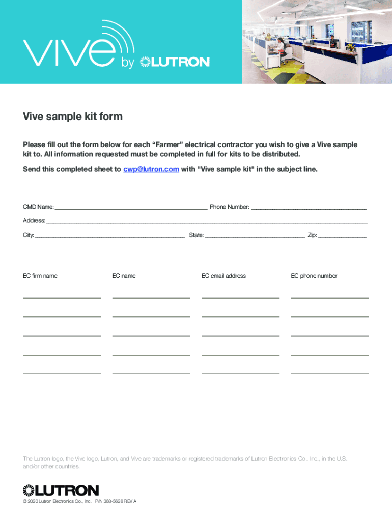 Fillable Online Vive Sample Kit Form. EC Kit Fax Email Print - pdfFiller