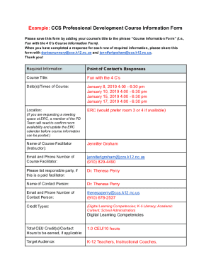 Fillable Online CCS PD Course Information Form (Example) Fax Email Print - pdfFiller