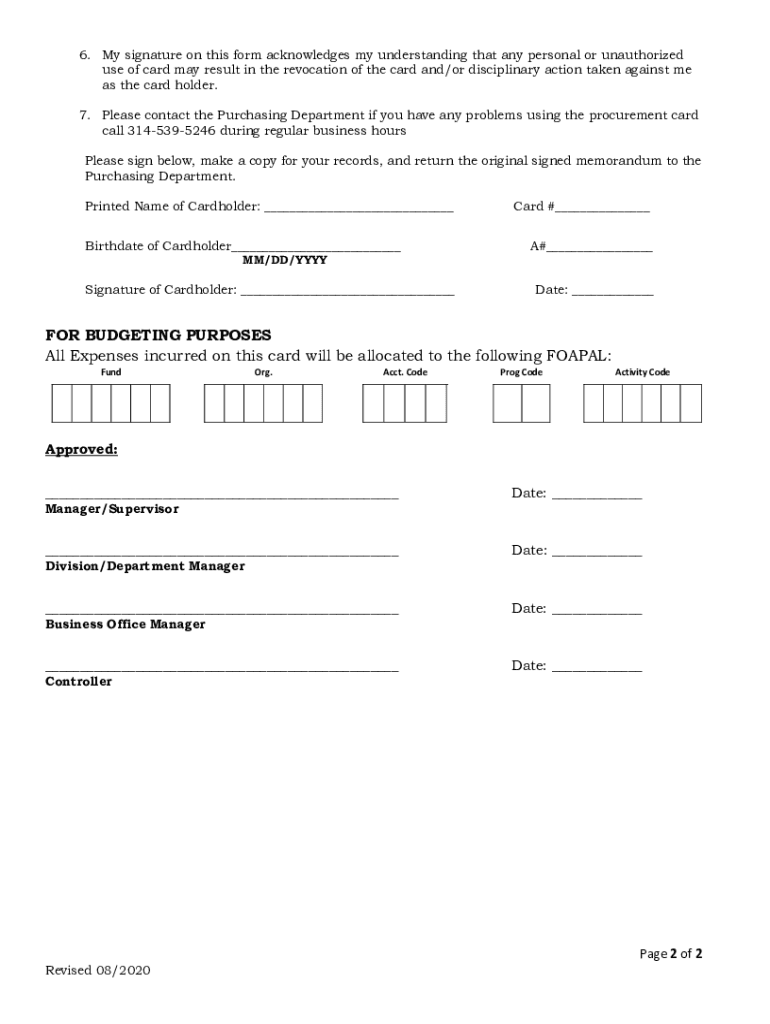 Fillable Online Temporary Procurement Cardholder Form Fax Email Print - pdfFiller
