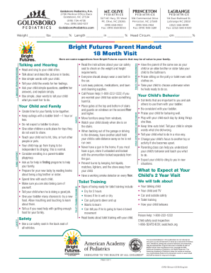 Fillable Online Bright Futures Parent Handout 15 Month Visit Fax Email ...