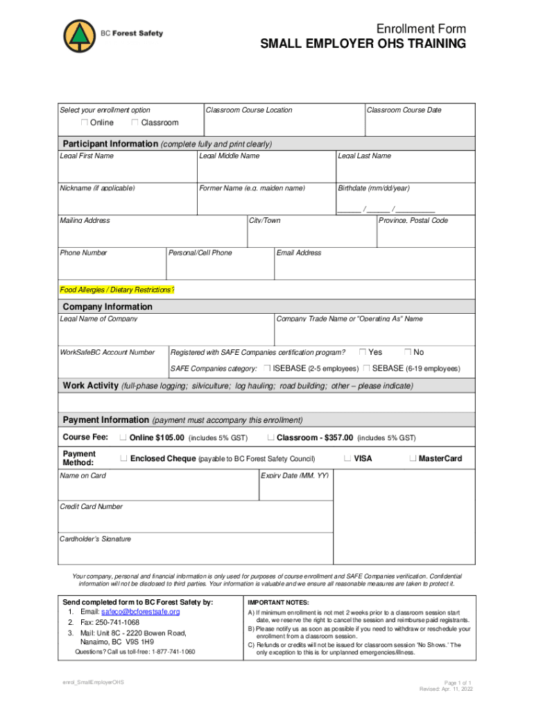 Fillable Online Occupational Health and Safety Classes - Nevada SCATS ...