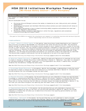 Fillable Online HSA 2018 Initiatives Workplan Template Fax Email Print ...