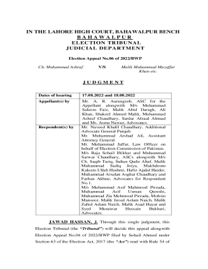 Fillable Online sys lhc gov IN THE LAHORE HIGH COURT LAHORE ELECTION ...