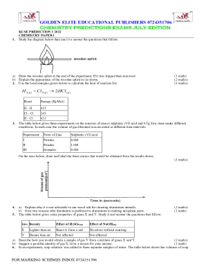 Fillable Online Latest Chemistry KCSE Predictions and Marking Schemes ...