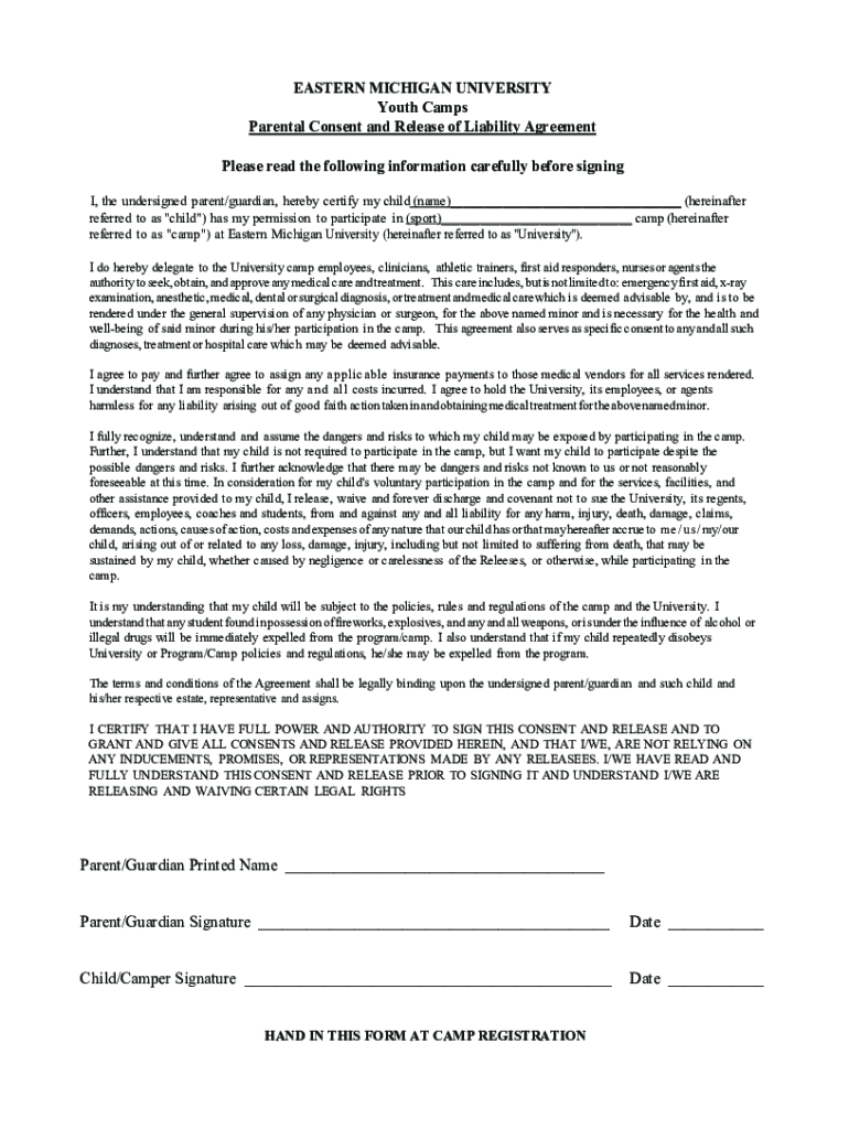 Fillable Online liability waiver and release form (minor child) Fax ...