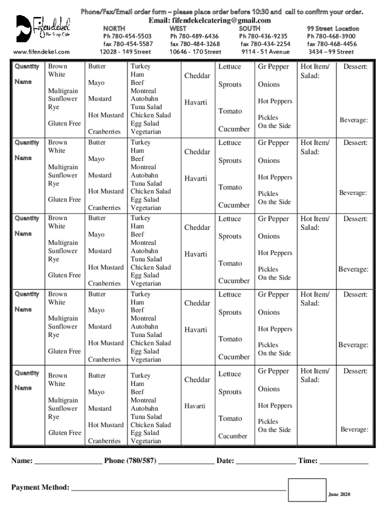 Fillable Online Phone/Fax Order Form Fax Email Print - pdfFiller