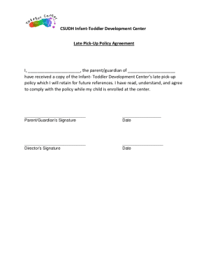 Fillable Online Late Pick-Up Policy Agreement - CSUDH Foundation Fax ...