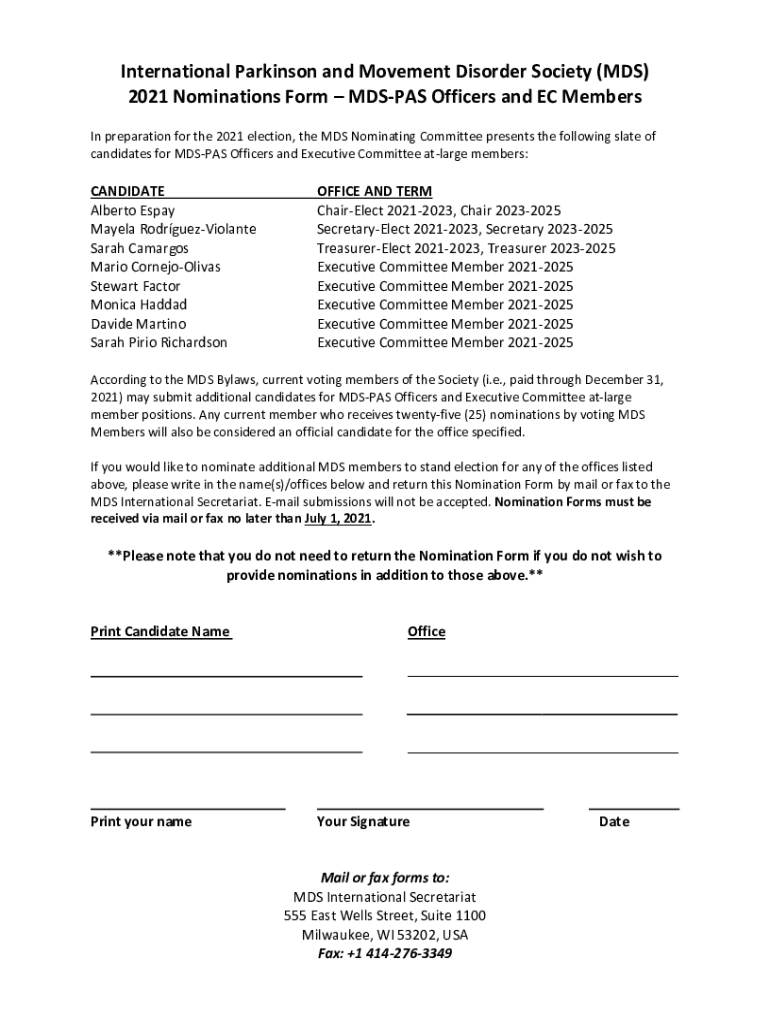 Fillable Online MDS clinical diagnostic criteria for Parkinson's ...