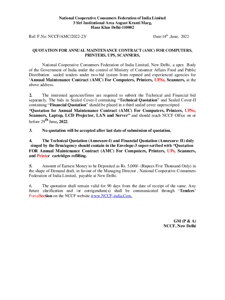 Fillable Online National Cooperative Consumers' Federation of India ...