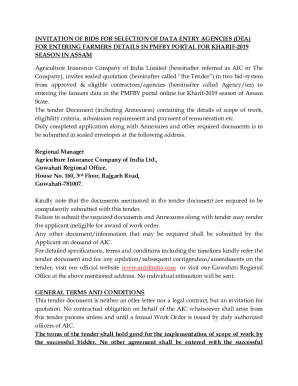 Fillable Online invitation of bids for selection of data entry agencies (dea) Fax Email Print ...