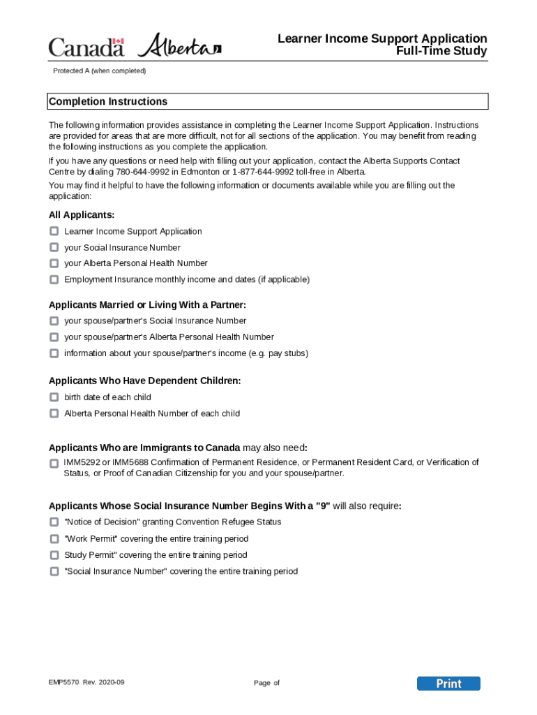 Fillable Online Learner Income Support Application - Full-Time Study ...