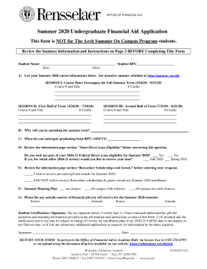 Fillable Online admissions rpi Summer Financial Aid - Columbus State ...