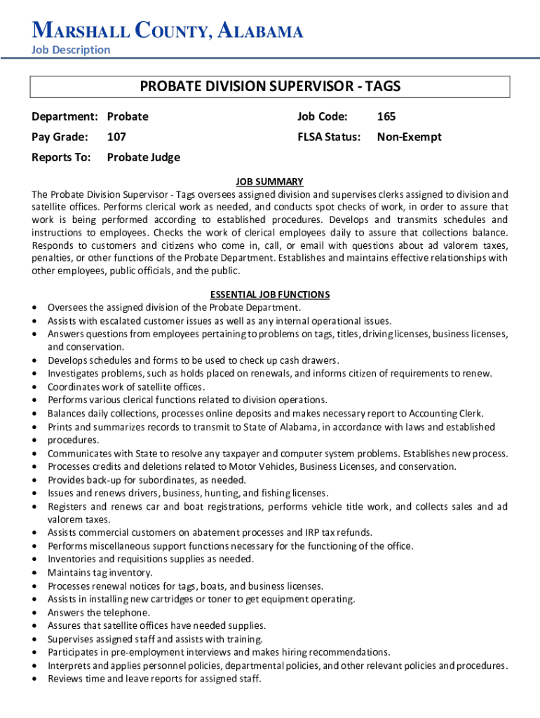 Fillable Online Probate Judge's Office - Marshall County Alabama Online ...