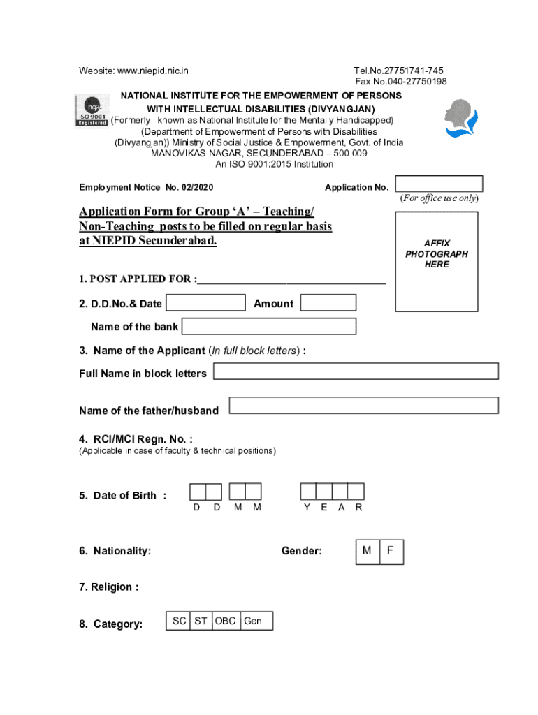 Fillable Online (Formerly known as National Institute for the Mentally ...
