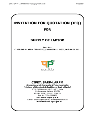 Fillable Online INVITATION FOR QUOTATION (IFQ) - CIPET Fax Email Print ...
