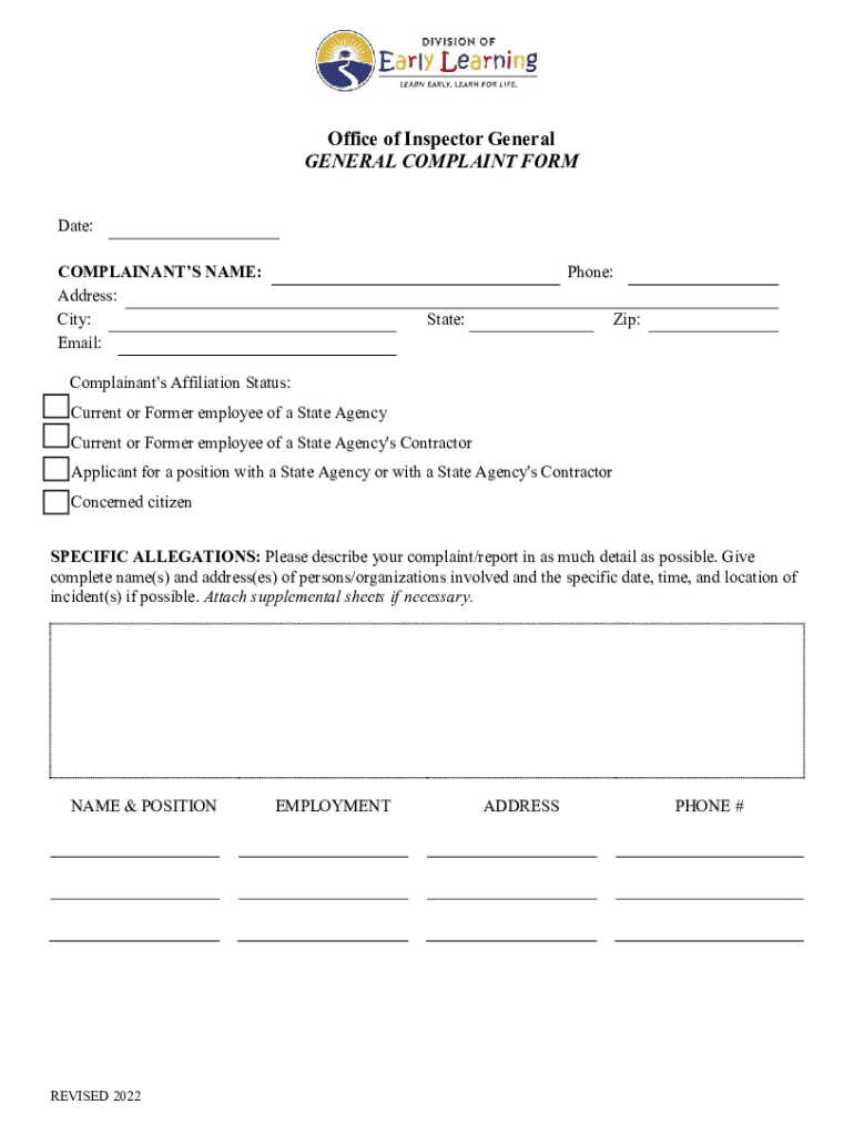 Fillable Online Report Fraud, Waste, and AbuseOffice of Inspector ...