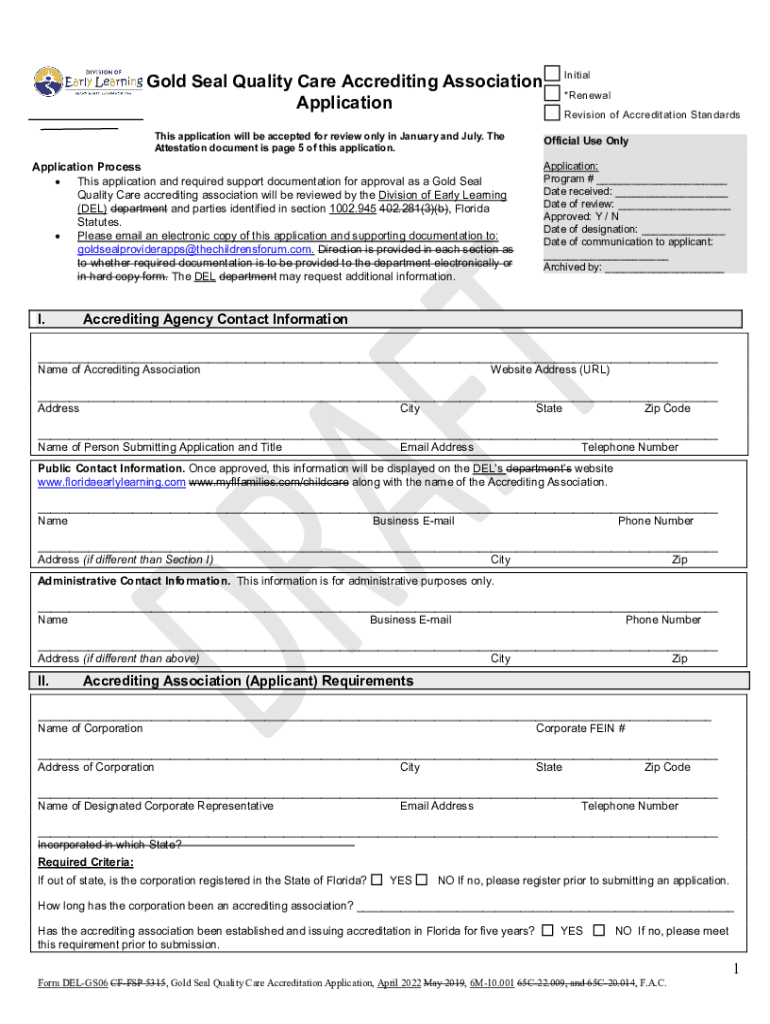 Fillable Online Gold Seal Quality Care Accrediting Association Application Fax Email Print ...