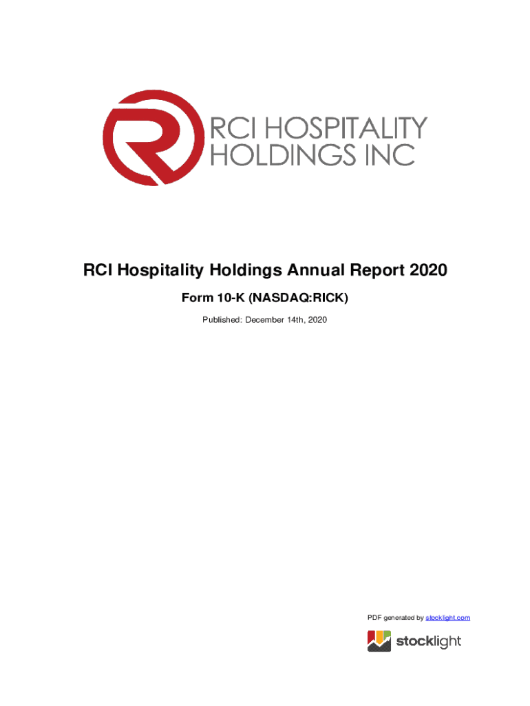 Fillable Online RCI Hospitality Holdings, Inc. (RICK) Income Statement ...