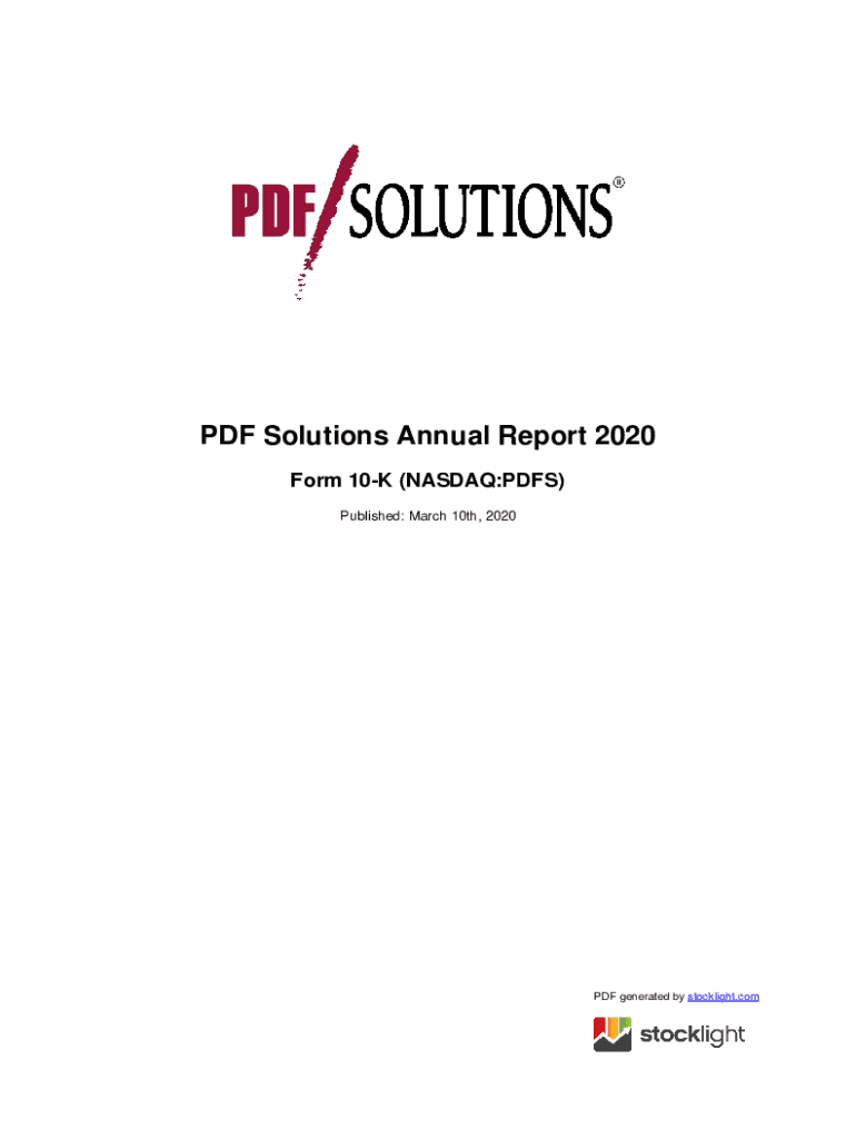 Fillable Online Form 10-K PDF SOLUTIONS, INC. Fax Email Print - pdfFiller