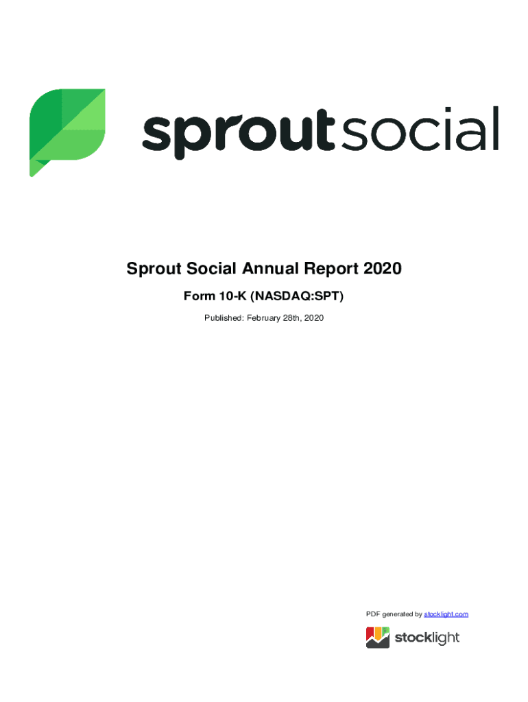 Fillable Online Sprout Social, Inc Class A Common Stock (SPT) SEC ...