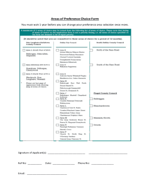 Fillable Online Areas of Preference Choice Form Fax Email Print - pdfFiller