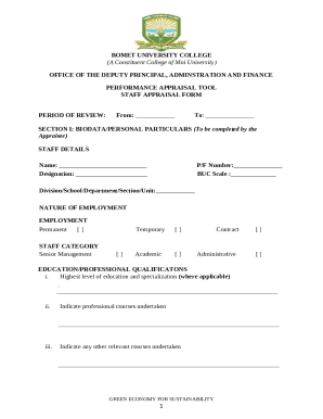 Fillable Online Staff Appraisal Forms for the Year 2018/2019 - Moi ...